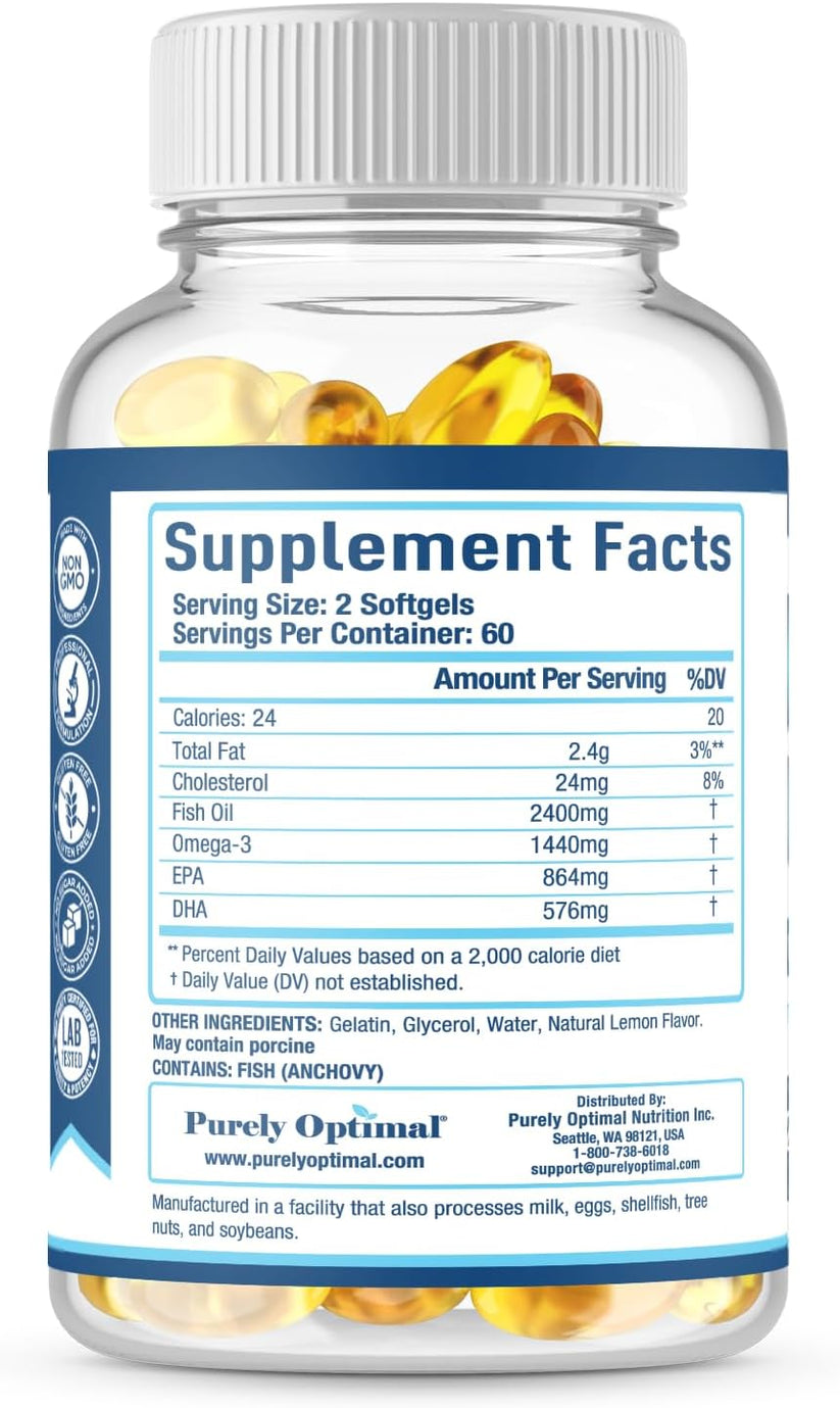 OMEGA 3 FISH OIL 3840 MG CON EPA Y DHA 120 CÁPSULAS BLANDAS NO GMO PUR ...