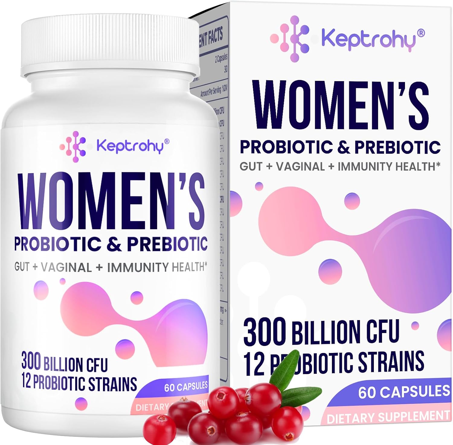 PROBIÓTICOS PARA MUJERES 300 BILLONES UFC 12 CEPAS 60 CÁPSULAS KEPTROH ...