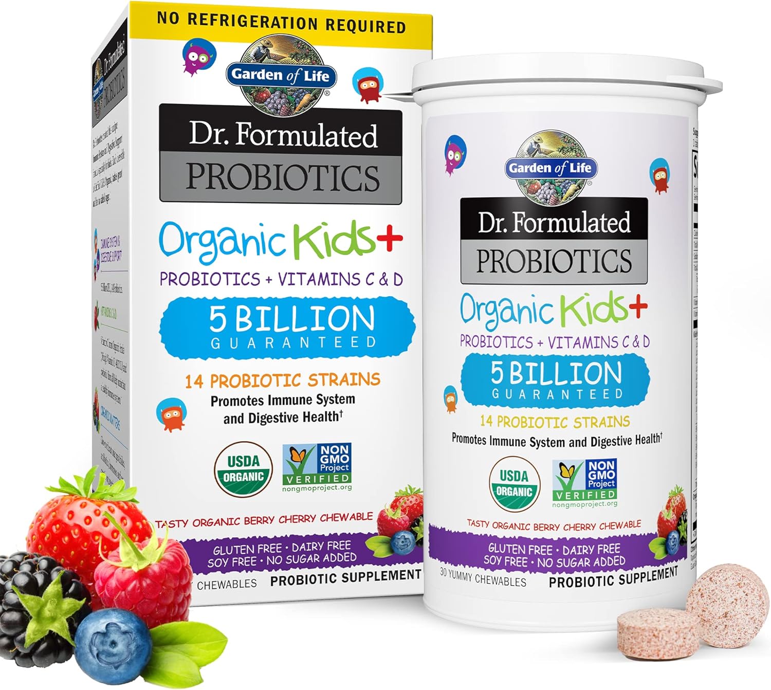 PROBIOTICOS ORGANICOS PARA NIÑOS 5 BILLONES CFU 30 MASTICABLES SABOR C ...
