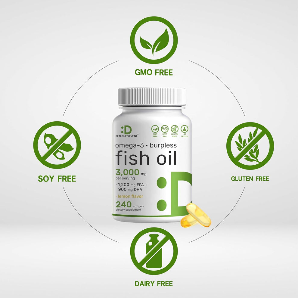 OMEGA 3 FISH OIL DEAL 3000 MG 240 CÁPSULAS BLANDAS SIN ERUPTOS NO GMO ...