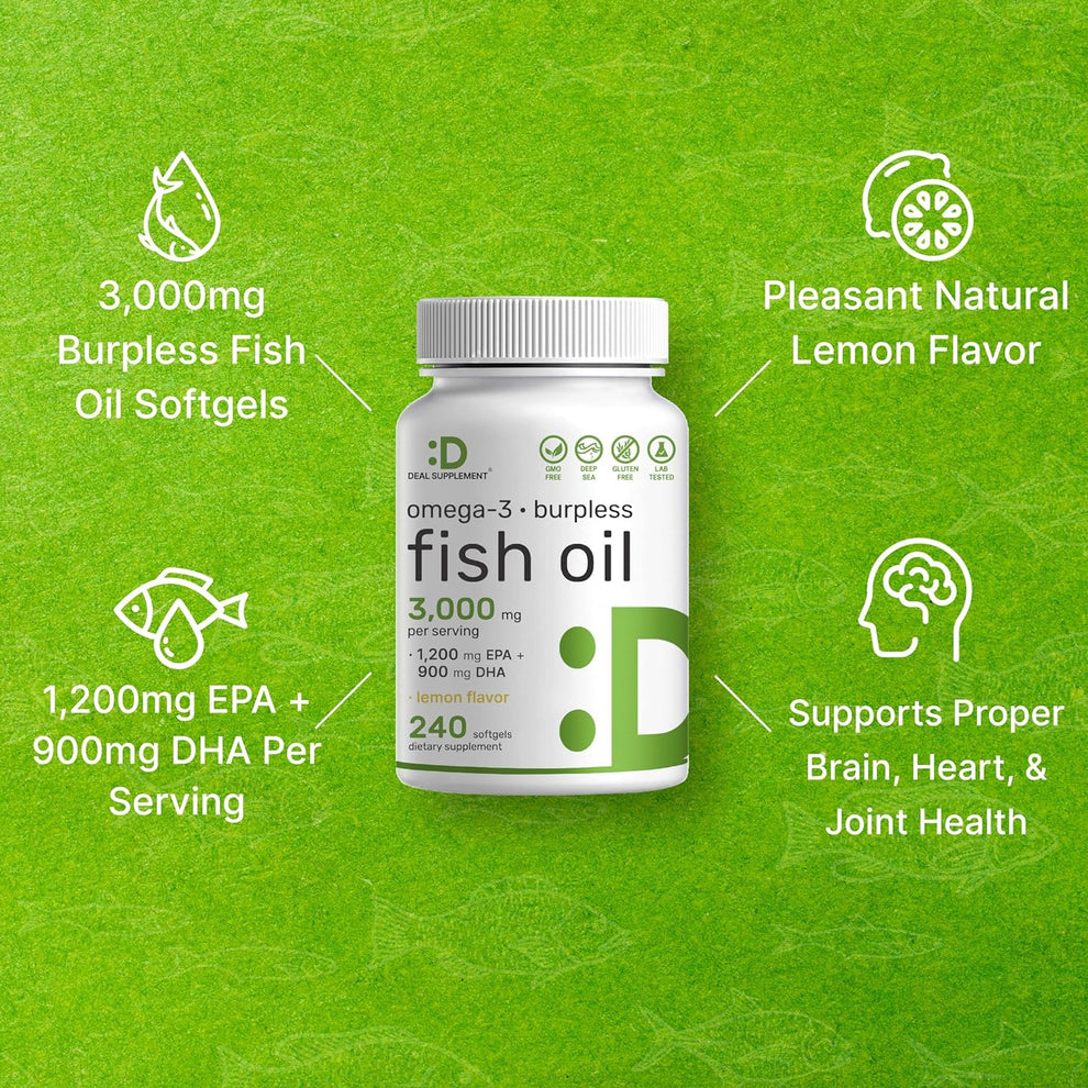 OMEGA 3 FISH OIL DEAL 3000 MG 240 CÁPSULAS BLANDAS SIN ERUPTOS NO GMO ...