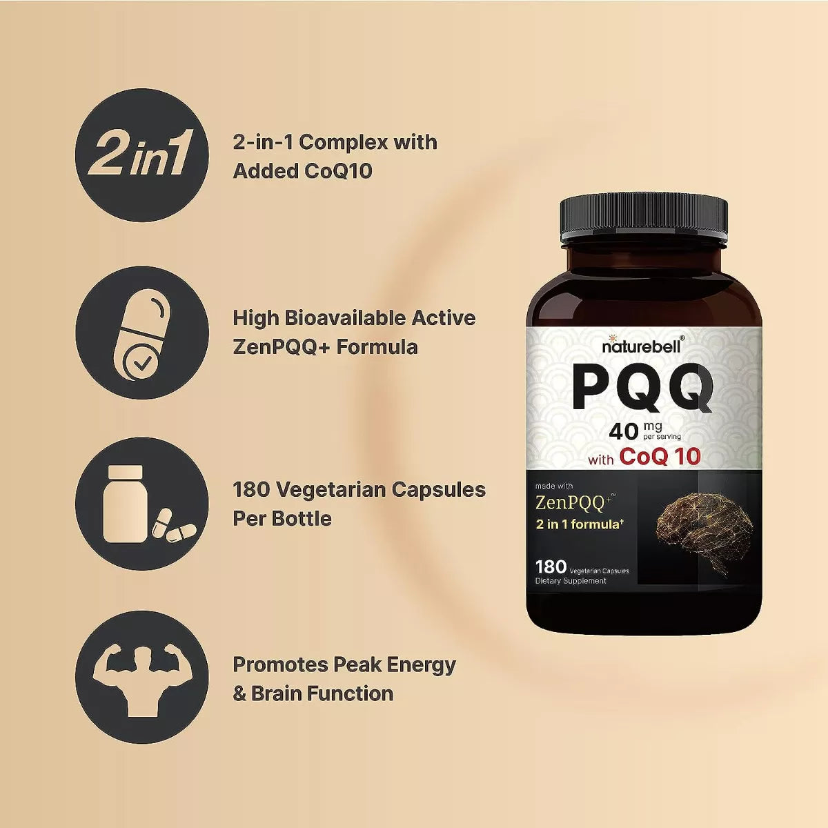 PQQ CON COQ 10 40 MG 180 CAPSULAS NATUREBELL – Bexo Perú