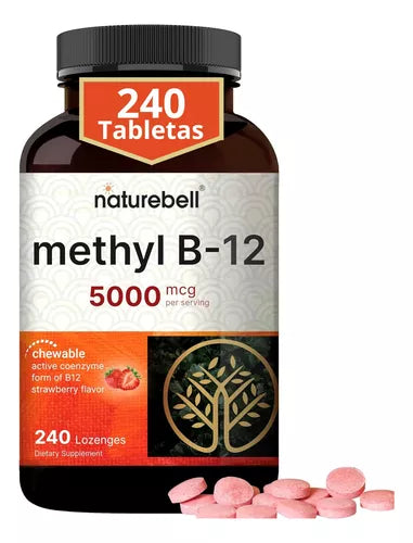 VITAMINA B12 METIL NATUREBELL 5000 MCG 240 TABLETAS MASTICABLES – Bexo Perú