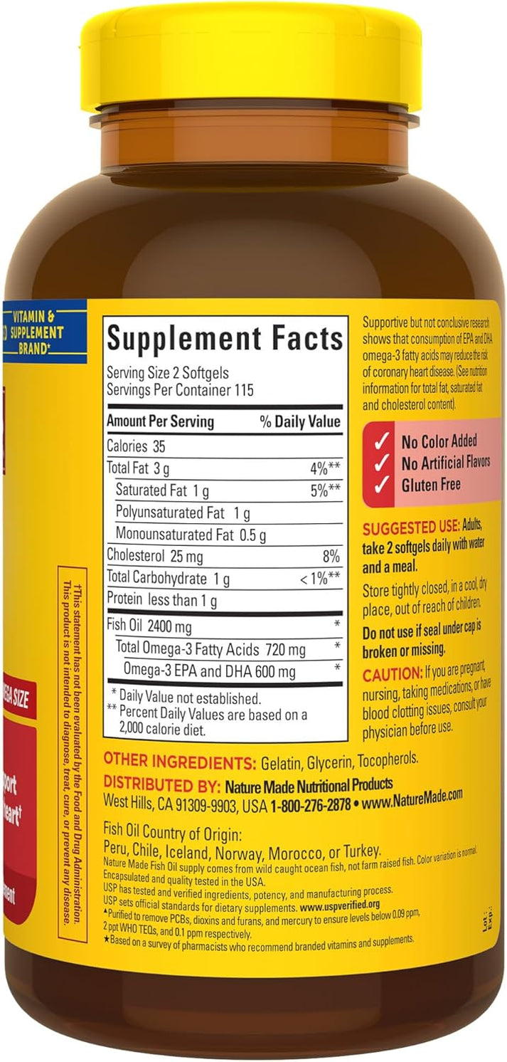 FISH OIL OMEGA 3 2400 MG CON EPA Y DHA 600 MG 230 CÁPSULAS BLANDAS NAT ...