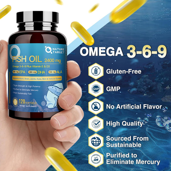OMEGA 3 FISH OIL 2400 MG EPA 860 MG DHA 480 MG PLUS VITAMINA D3 & VITA ...