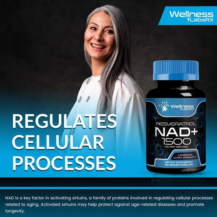 NAD+ CON RESVERATROL 1500 MG 90 CÁPSULAS NO GMO VEGANO WELLNESS LABSRX ...