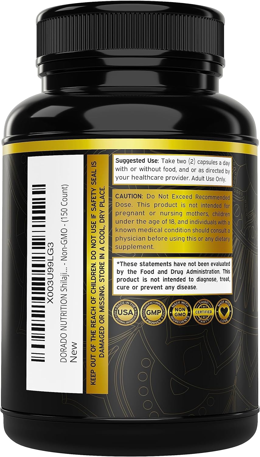 SHILAJIT 10000 MG 150 CÁPSULAS NO GMO DORADO NUTRITION – Bexo Perú SHILAJIT 10000 MG 150 CÁPSULAS NO GMO DORADO NUTRITION – Bexo Perú