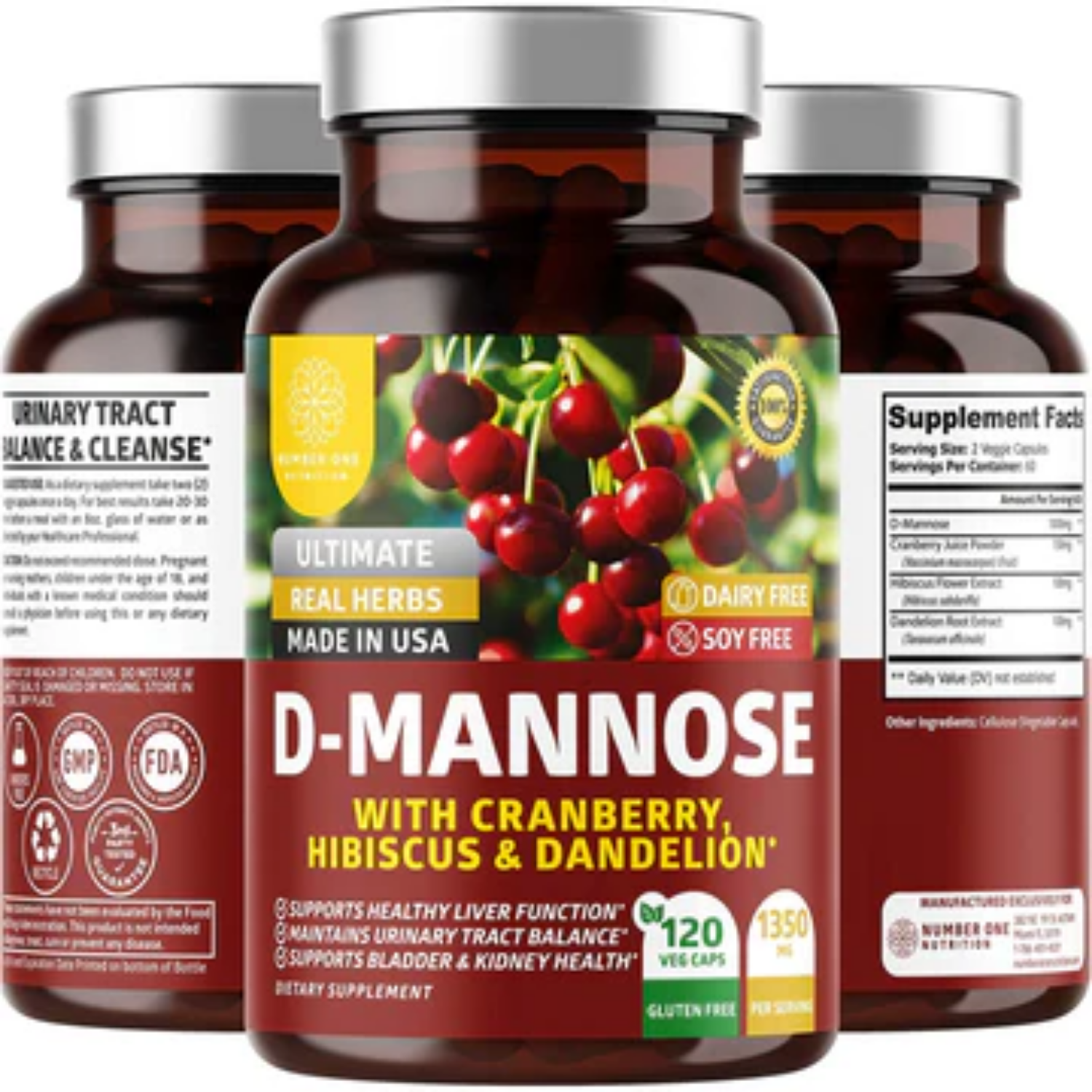 D MANOSA CON ARÁNDANO ROJO Y DIENTE DE LEON 1,350 MG 120 CAPSULAS VEGE ...