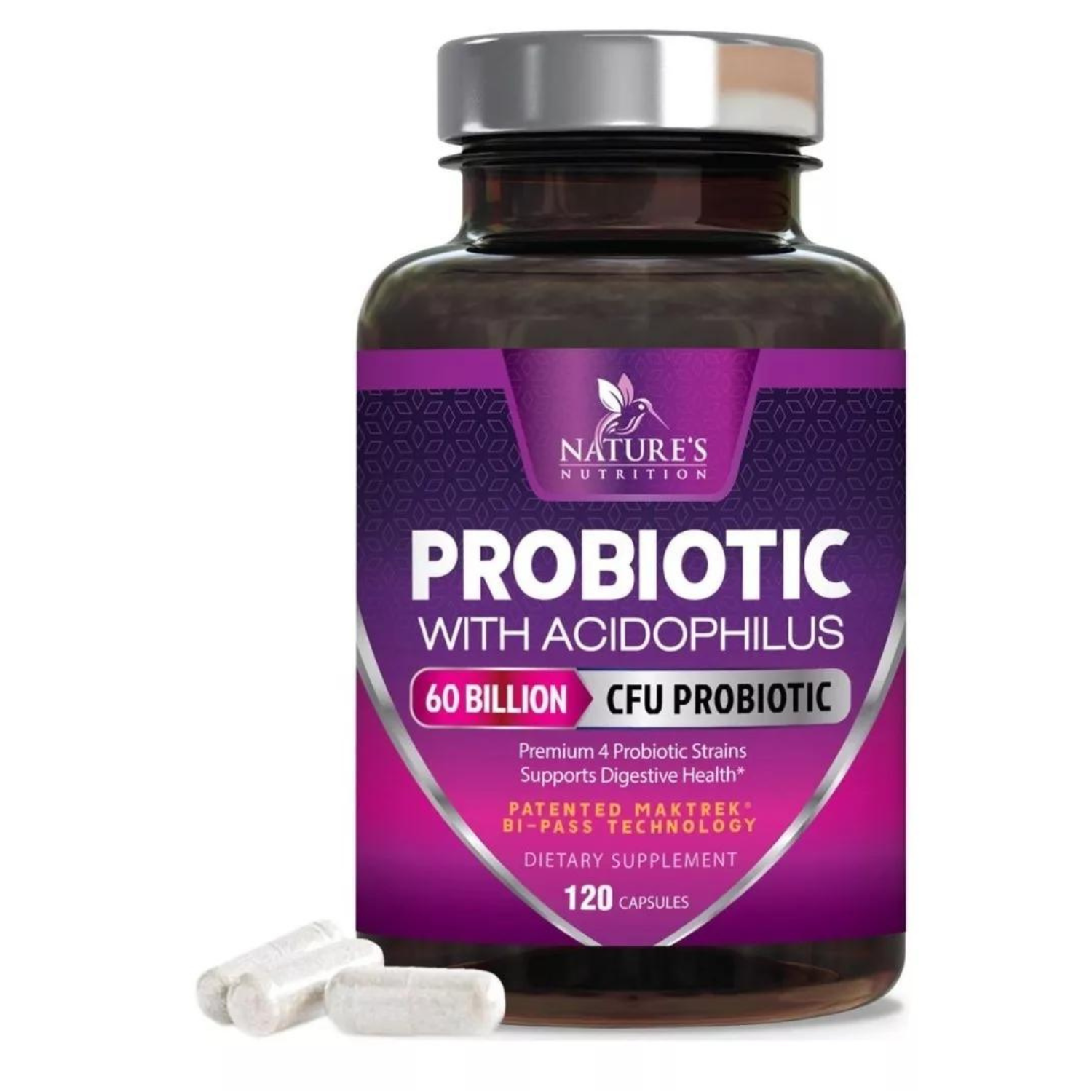 PROBIOTICOS 4 CEPAS 60 BILLONES CFU 120 CAPSULAS NATURE´S NUTRITION ...