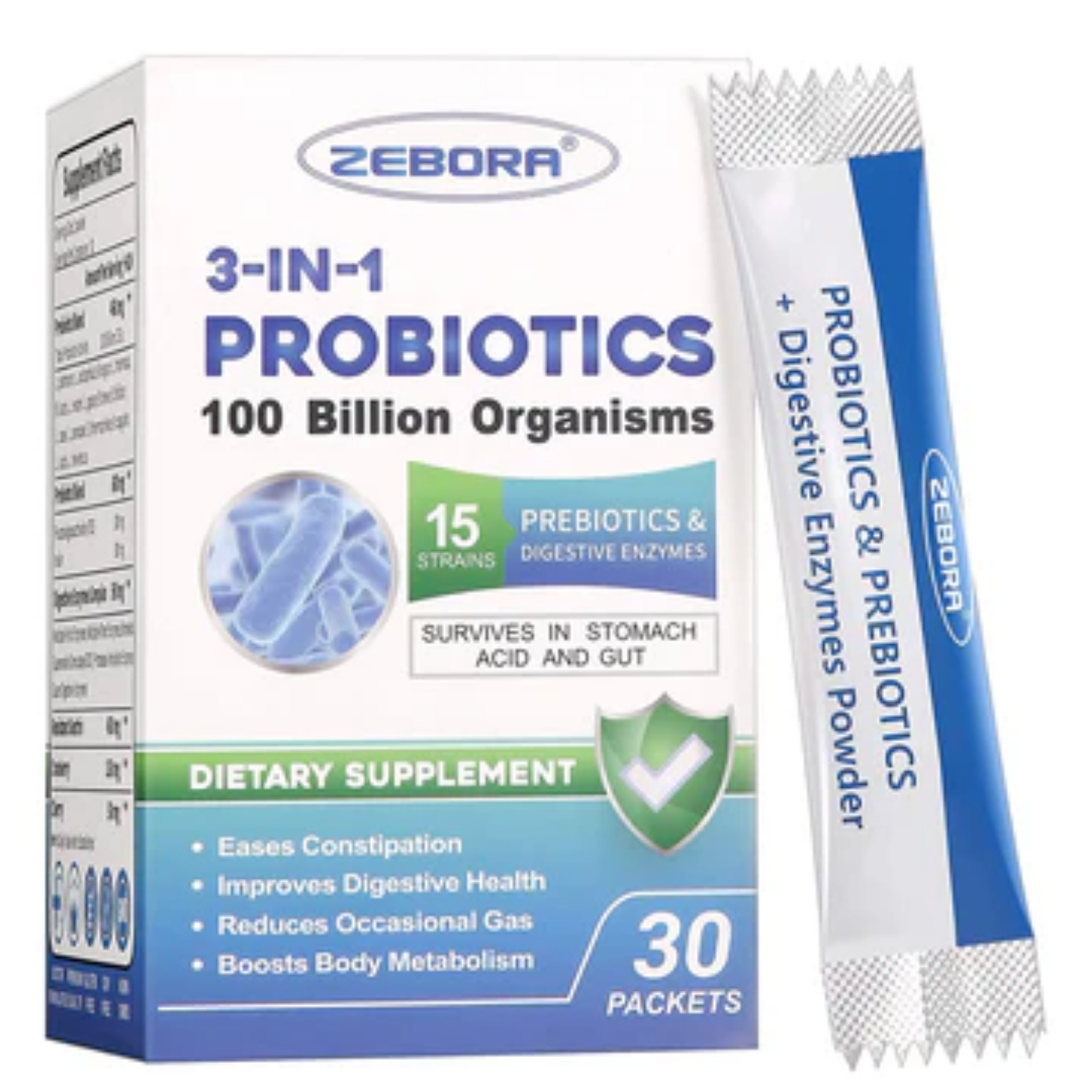 PROBIOTICOS CON ENZIMAS DIGESTIVAS EN POLVO 3 EN 1 15 CEPAS 100 BILLIO ...