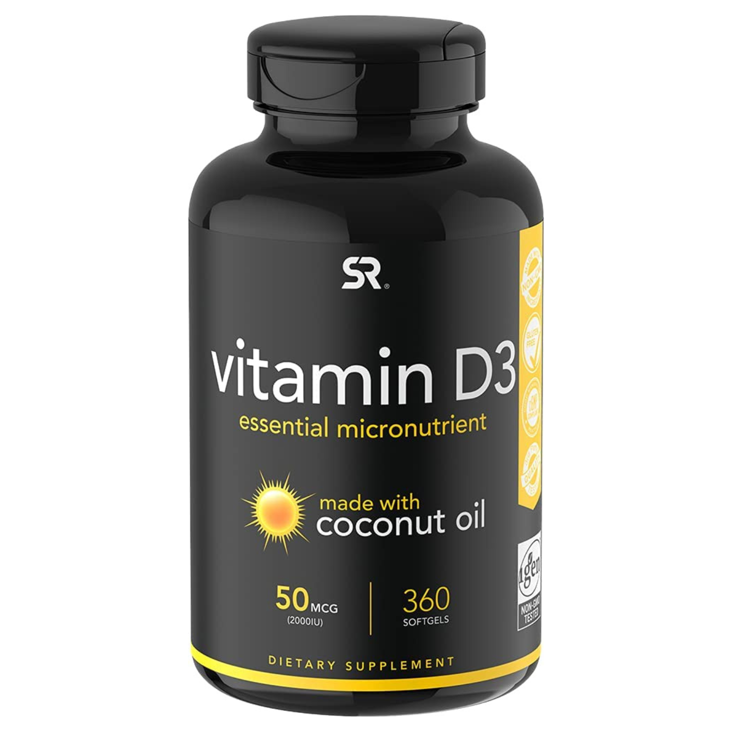 VITAMINA D3 2,000 IU 360 CAPSULAS BLANDAS SPORTS RESEARCH – Bexo Perú