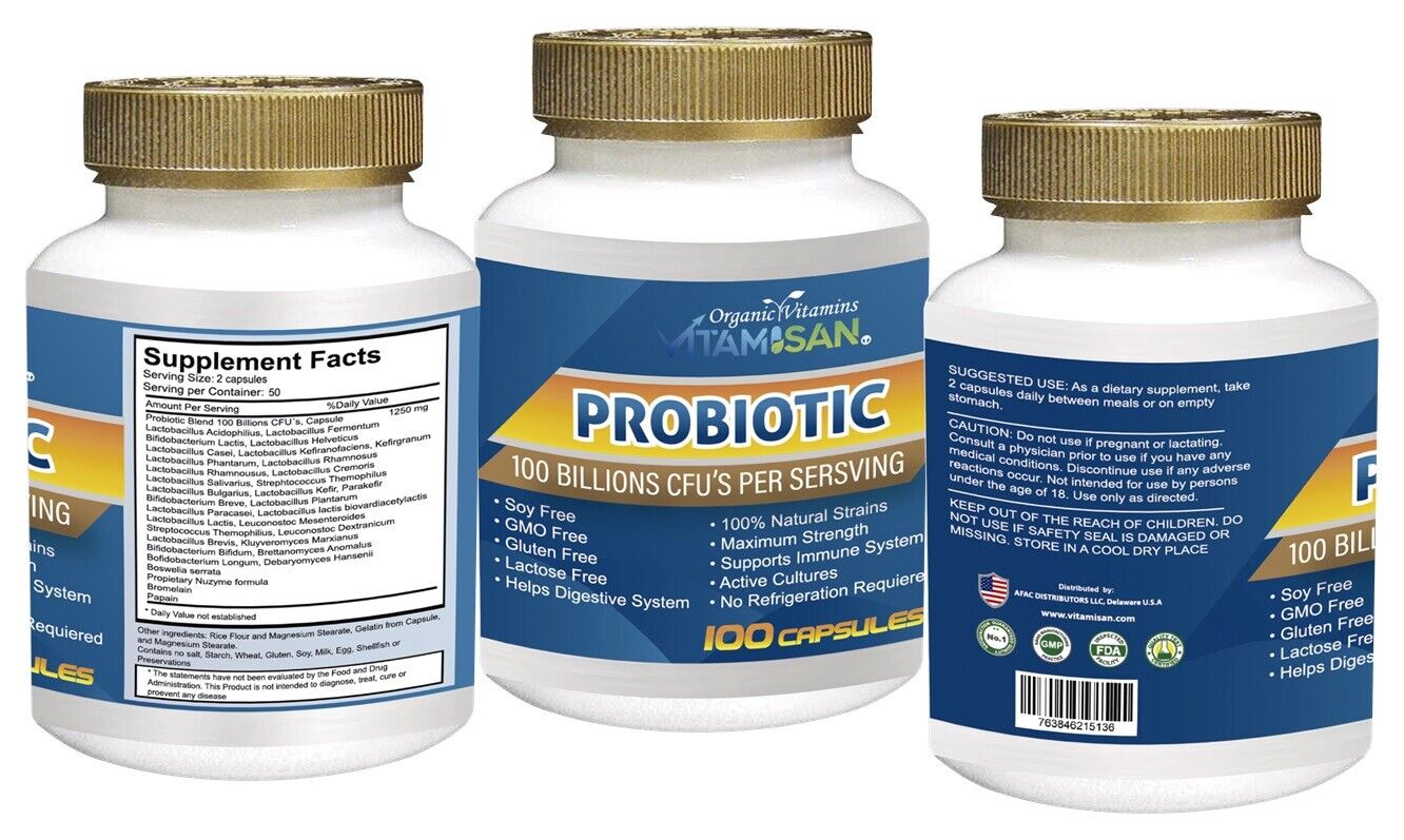 PROBIOTICOS 30 CEPAS 100 BILLONES CFU 100 CAPSULAS VITAMISAN – Bexo Perú