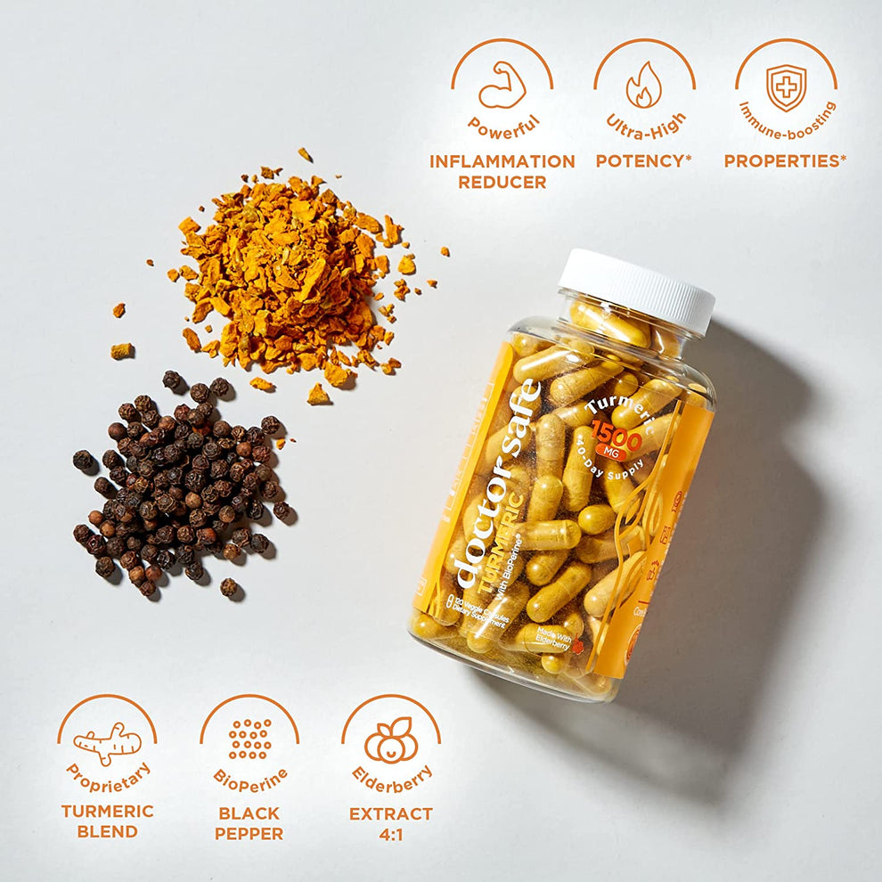 CURCUMA CON BIOPERINA 1500 MG 120 CAPSULAS VEGETALES VEGANO DOCTORSAFE ...