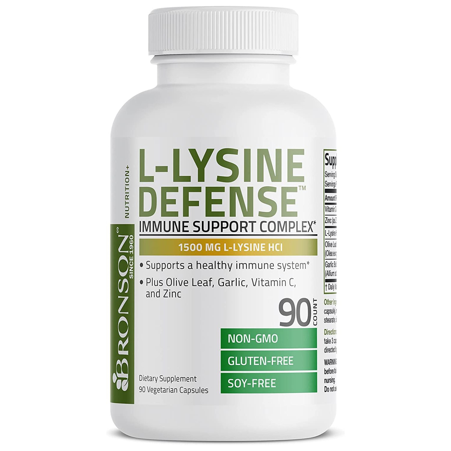 LISINA 1500 MG CON POLVO DE HOJA DE OLIVO 200 MG 90 CAPSULAS SIN GMO B ...