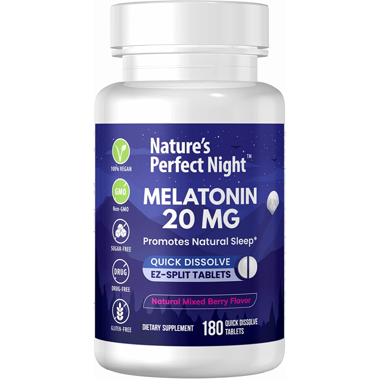MELATONINA 20MG 180 TABLETAS SUBLINGUALES NATURES PERFECT NIGHT – Bexo Perú