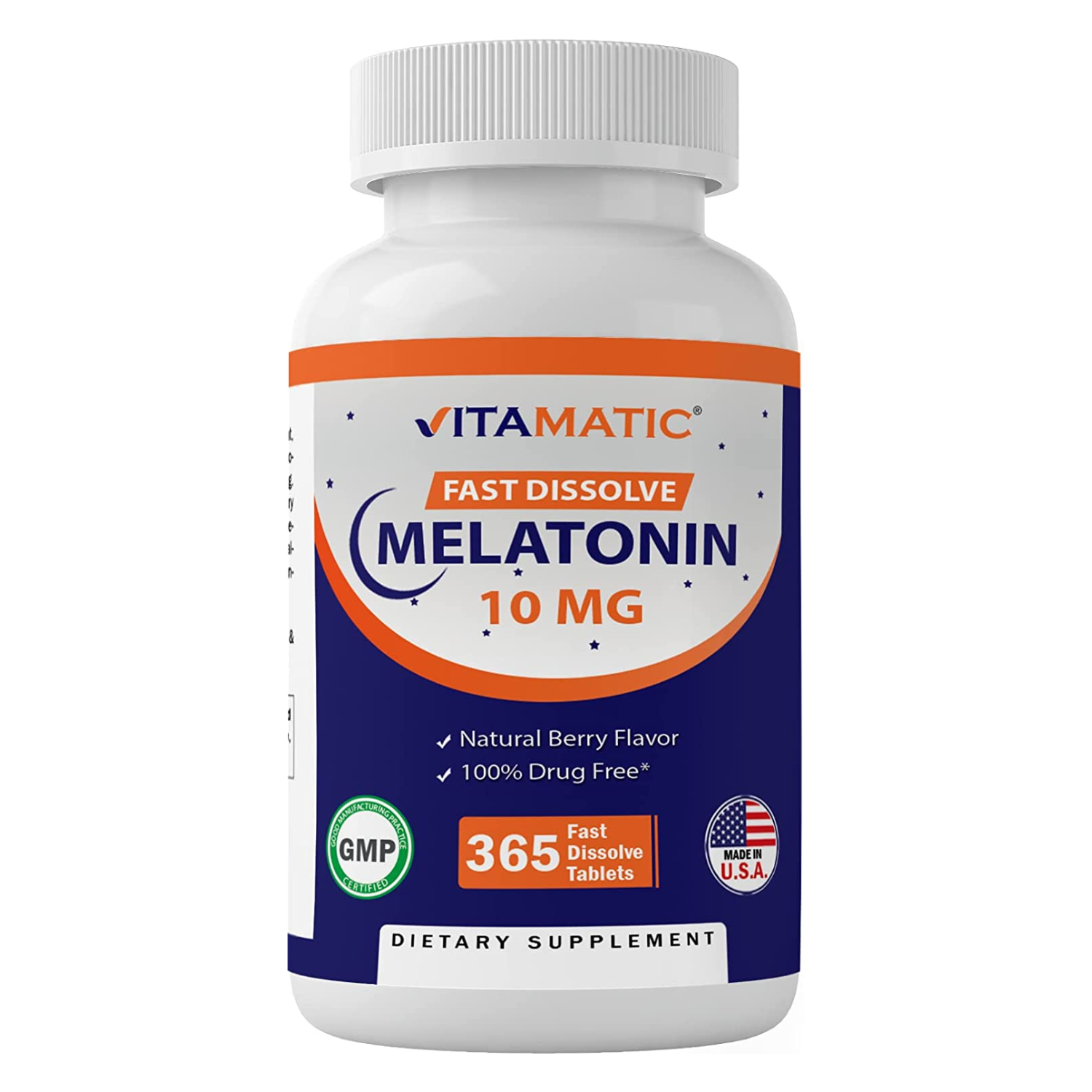 MELATONINA 10 MG 365 TABLETAS SUBLINGUALES SIN GMO VITAMATIC – Bexo Perú