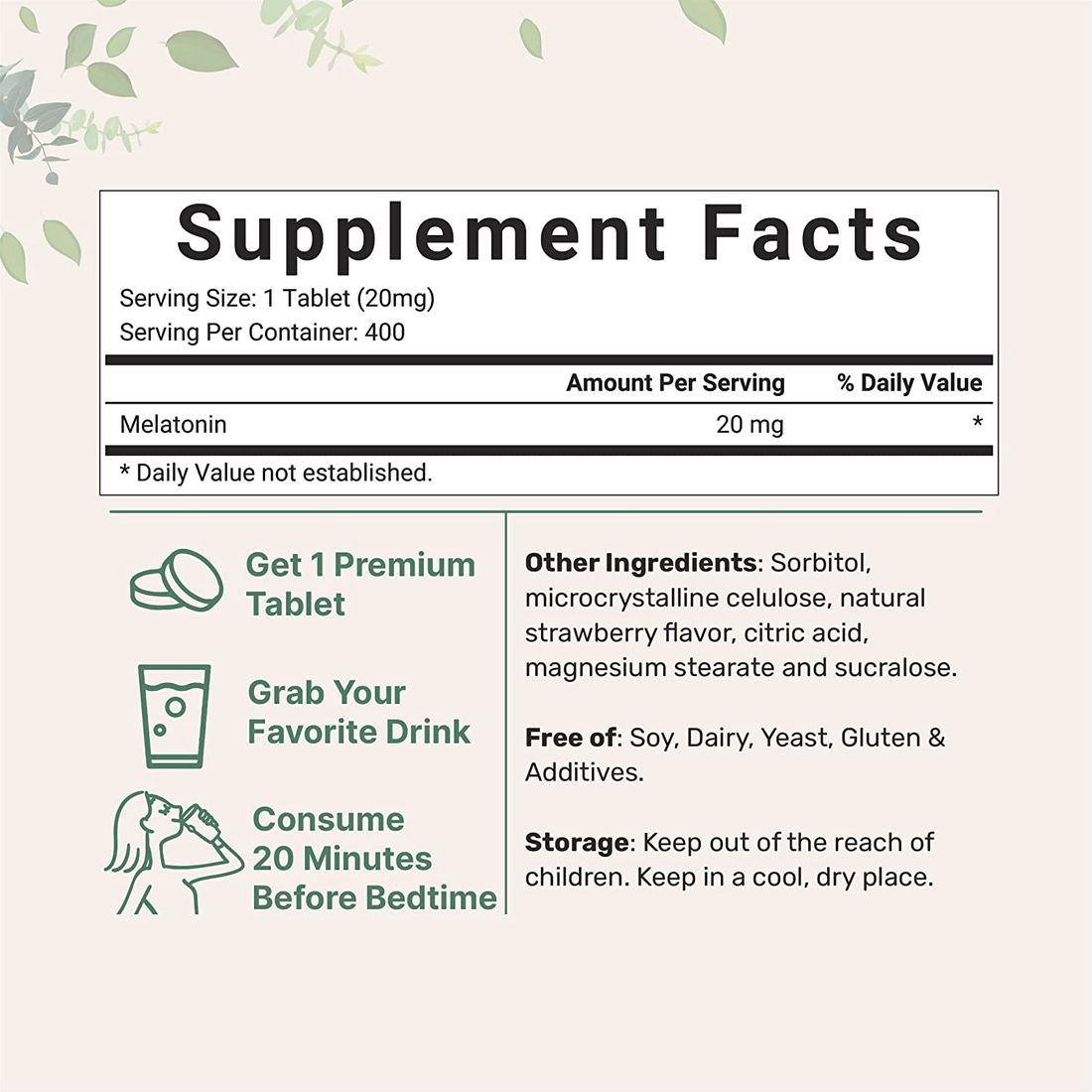 MELATONINA MICROINGREDIENTS 20 MG 400 TABLETAS SUBLINGUALES SIN GMO ...