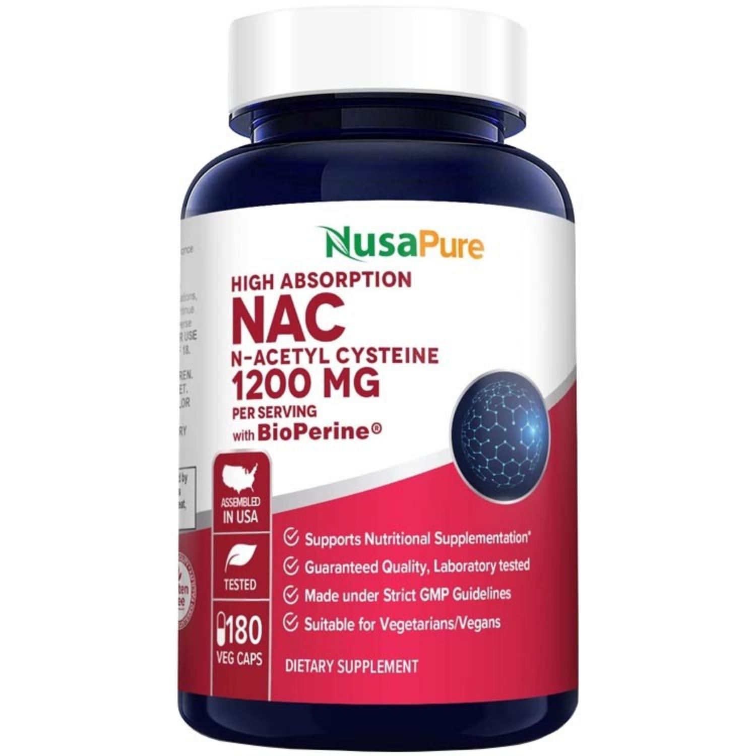 NAC ACETILCISTEINA 1200 MG 180 CAPSULAS NUSAPURE – Bexo Perú
