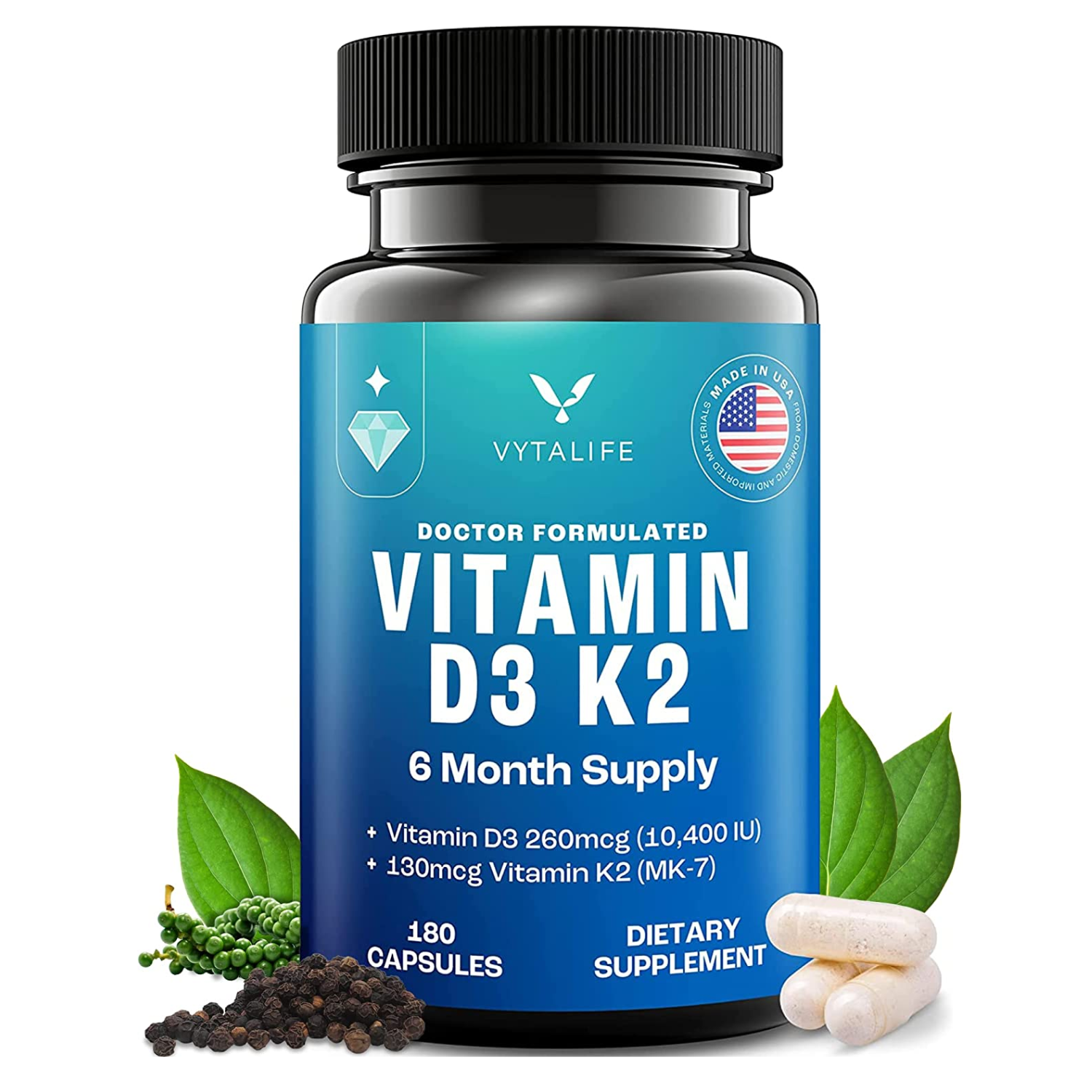 VITAMINA D3 K2 10400 UI 180 CAPSULAS VYTALIFE – Bexo Perú