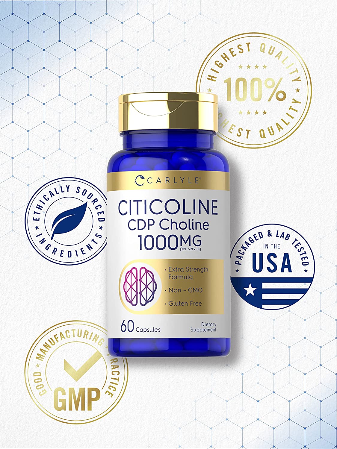 CITICOLINA CITICOLINE CDP COLINA 1,000 MG 60 CAPSULAS SIN GMO CARLYLE ...
