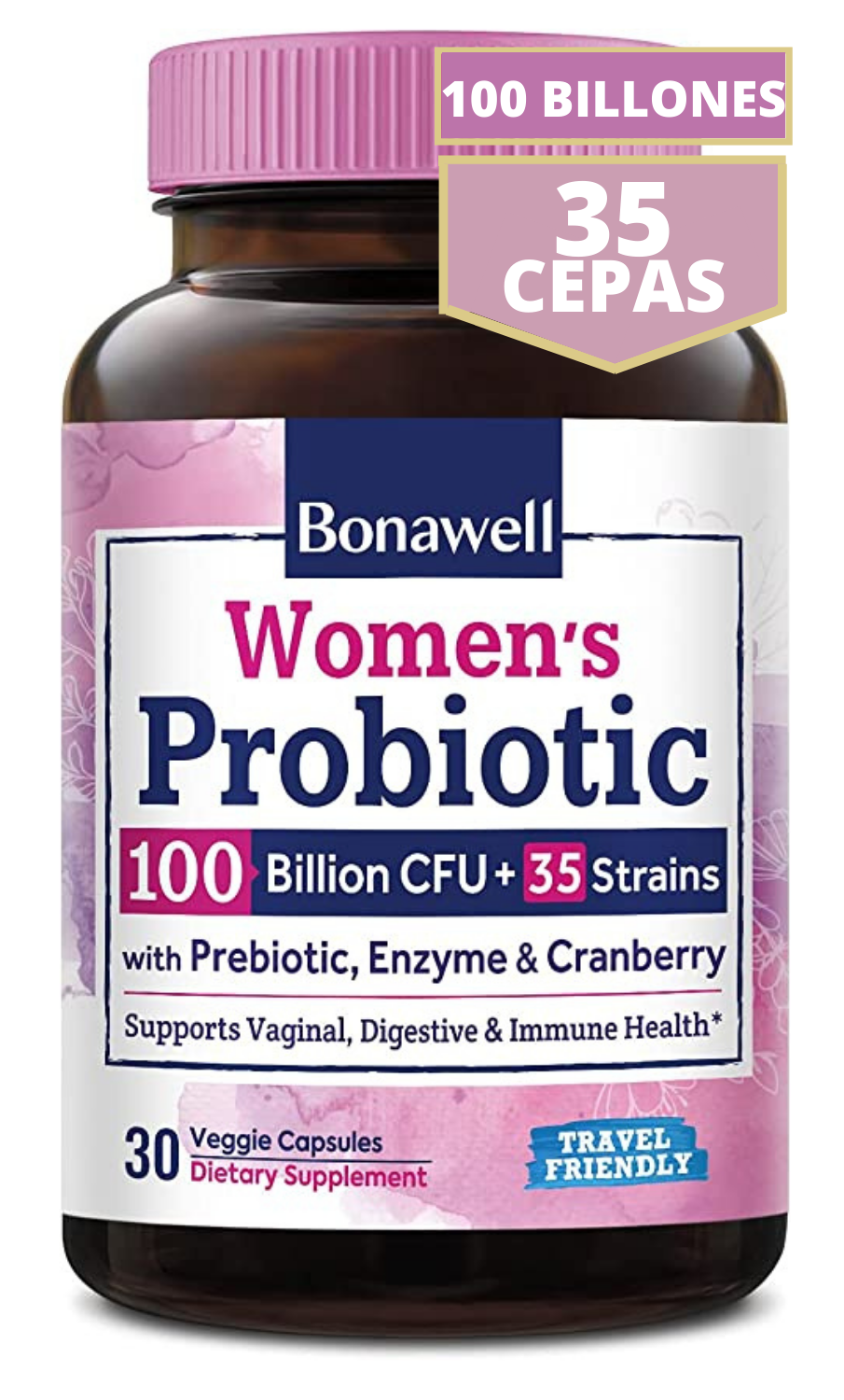 PROBIOTICOS CON ENZIMAS DIGESTIVAS Y CRANBERRY PARA MUJERES 35 CEPAS 1 ...